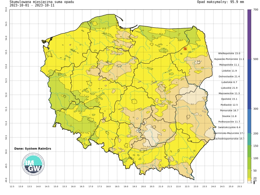 Prognoza meteorologiczna i szczegółowa prognoza hydrologiczna na kolejne 7 dni (13-19.10.2023 r ...